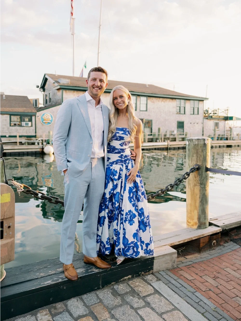 Aje | Dresses | Aje White And Blue Floral Strapless Maxi Dress | Poshmark
